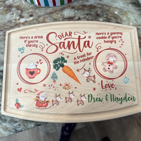 Wooden Santa Milk and Cookie Tray, Personalized Santa Cookie Tray ...