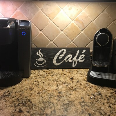 Cafe Sign, Cafe Sign Wood, Coffee Mug, Coffee Cup, Coffee Sign, Kitchen ...