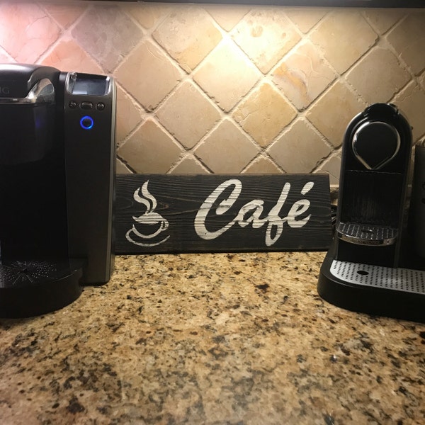 Cafe Sign, Cafe Sign Wood, Coffee Mug, Coffee Cup, Coffee Sign, Kitchen ...
