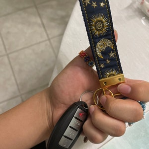 Sun and Moon Key Fob With Brass Plated Hardware - Etsy