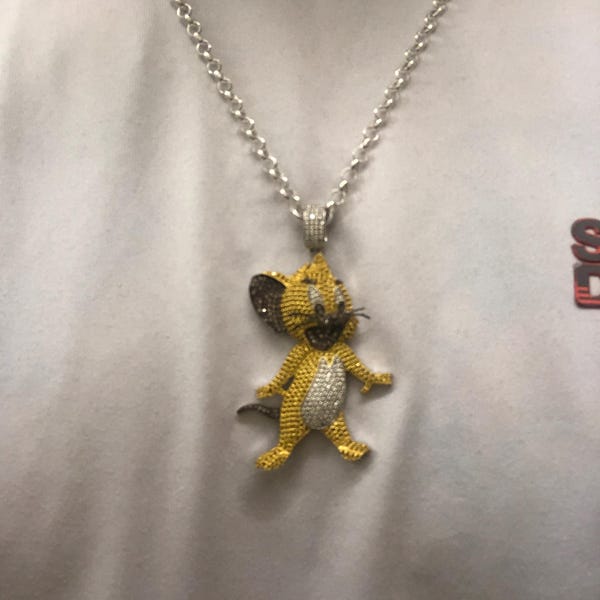 925 Silver 14K Gold Plated Cartoon Men's Pendant, Custom Cartoon ...