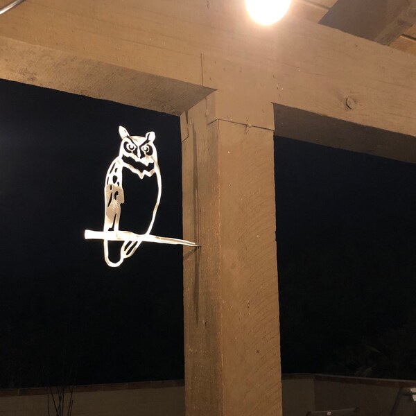 Great Horned Owl on a Branch Metal Bird Tree Hammer Stake - Etsy