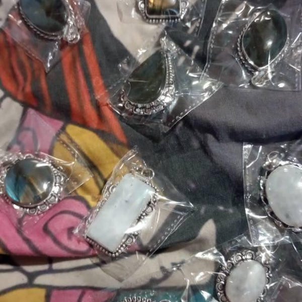 Beautiful Assorted Gemstone Rings Wholesale Lot, 925 Sterling Silver ...