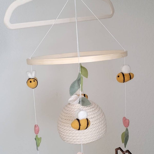 Garden Bee Mobile - Bumble Bee Mobile - Beehive & Flowers Nursery Decor ...