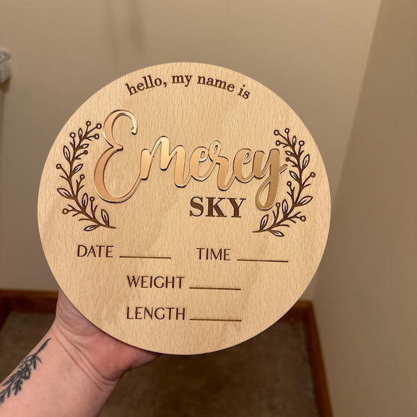 Personalized Baby Name Announcement Sign Custom 3D Wood Baby Birth ...