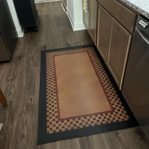 Early American Floorcloth Area Rug. Primitive Floor Cloth. Pineapple ...