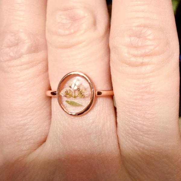 Pressed Flower Rings for Women, Handmade Real Flower Rings, Birthday ...