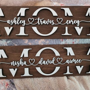 3D Personalized Mom Sign With Children Name Personalized - Etsy