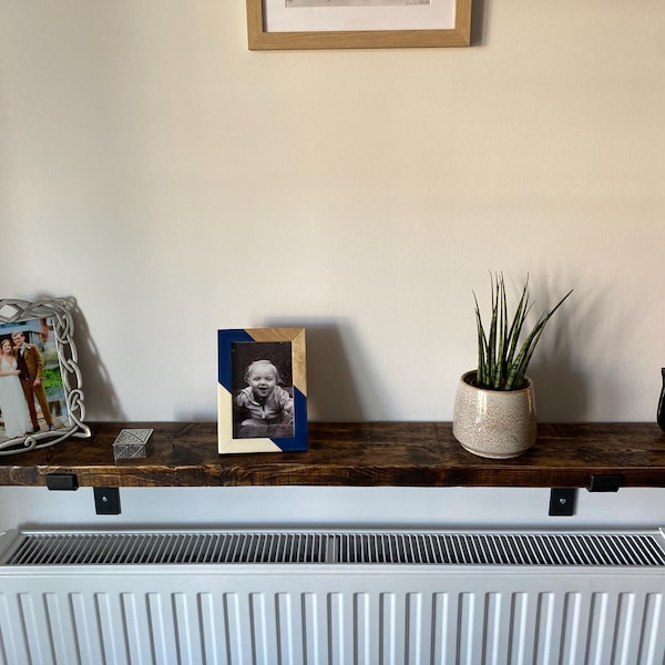 Reclaimed Solid Wood Radiator Shelf | Narrow Entryway Shelf | Reclaimed ...