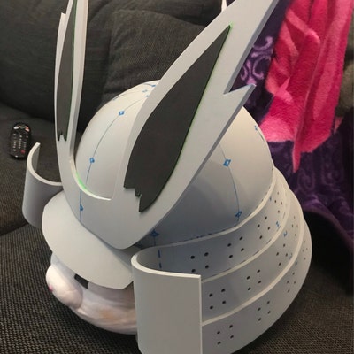 DIY Samurai Eva Foam Helmet Kabuto Template Pattern Blueprint Vector ...