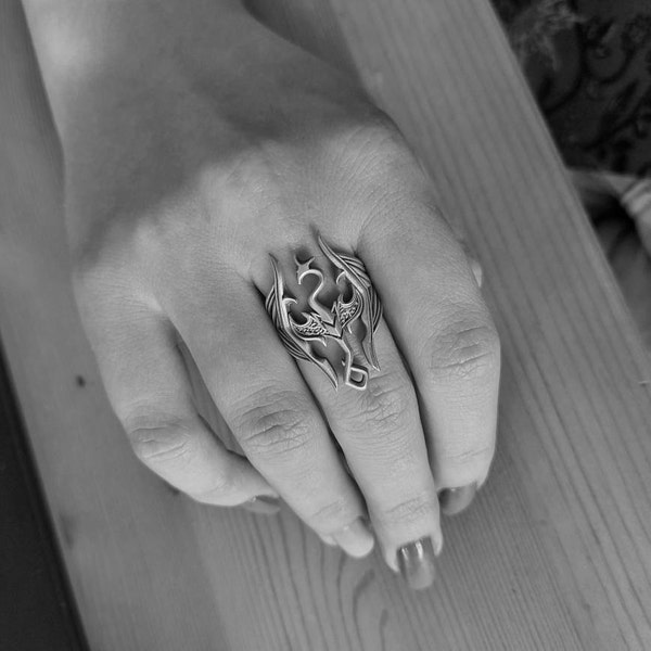 Sterling Silver Elder Scrolls Skyrim Ring, Dragonborn Ring, Dragon Ring ...