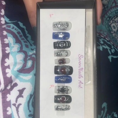 Blue Ocean Theme Style Nails Ocean-inspired Press on Nails Marine Nail ...