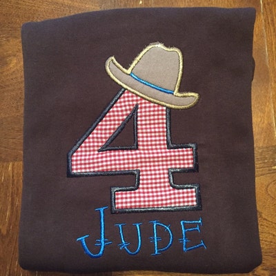 Cowboy Hat Applique Birthday Numbers Machine Embroidery Design 4 Sizes ...
