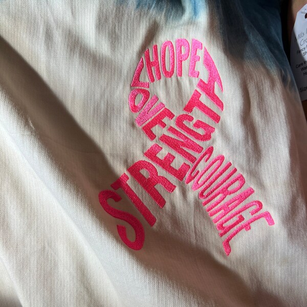 Breast Cancer Awareness Ribbon, Hope Strength Love Machine Embroidery ...