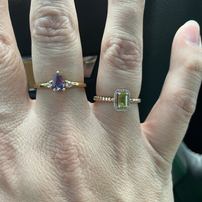 Emerald Bloom: 14k White& Yellow Gold Spring Engagement Ring Green Sapphire Fresh Green ...