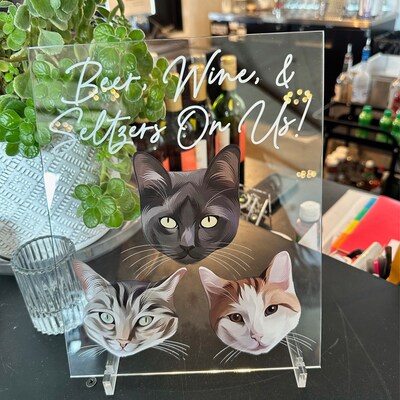 Pet Wedding Bar Sign, Open Bar, Acrylic Sign, Custom Dog Wedding Sign ...