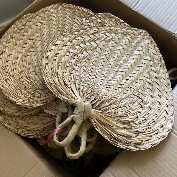 Natural Handmade Raffia Hand Fans - Medium Size Raffia Fans - Etsy