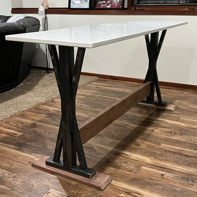 T Shaped Metal Table Base Metal Legs Casters Industrial - Etsy