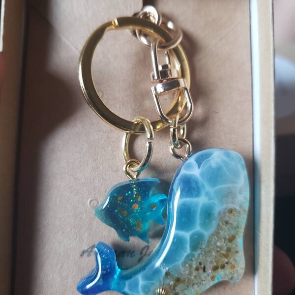 Resin Whale Keychain, Whale Keychain, Ocean Keyring, Sea Keychain ...