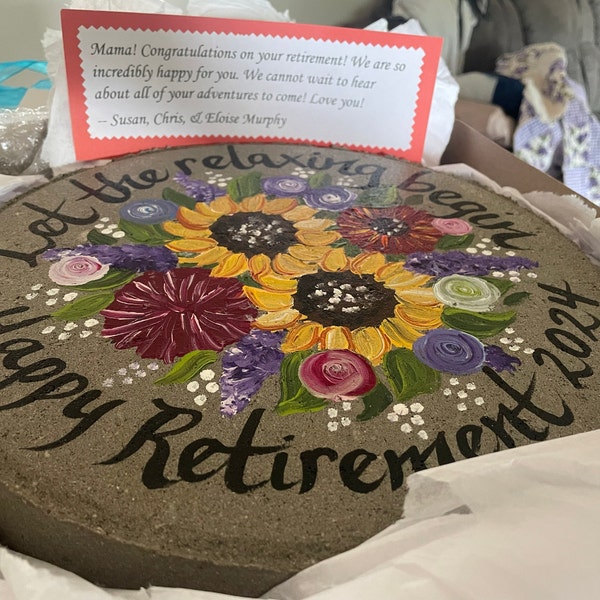 RETIREMENT GIFT, Painted Stepping Stone, Retirement Gifts, Painted ...