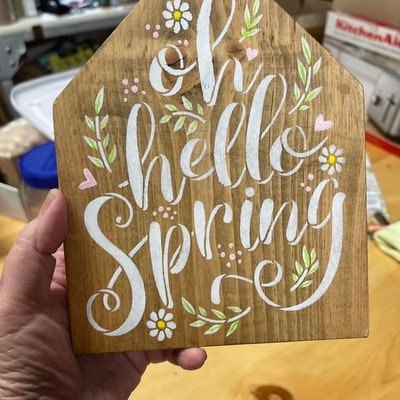 Oh Hello Spring Script Stencil With Flowers by Studior12 DIY Floral ...