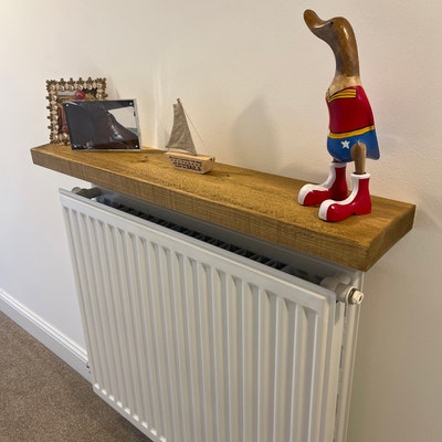 Rustic Floating Wooden Shelf, Radiator Shelf, Rounded Edges, Ledge ...