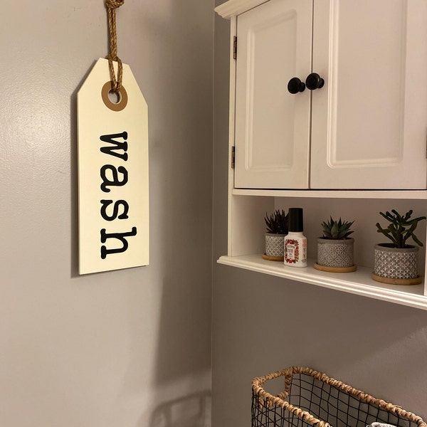 Rustic Farmhouse Bathroom Sign - Kids Bathroom Decor - Wash Brush Flush ...
