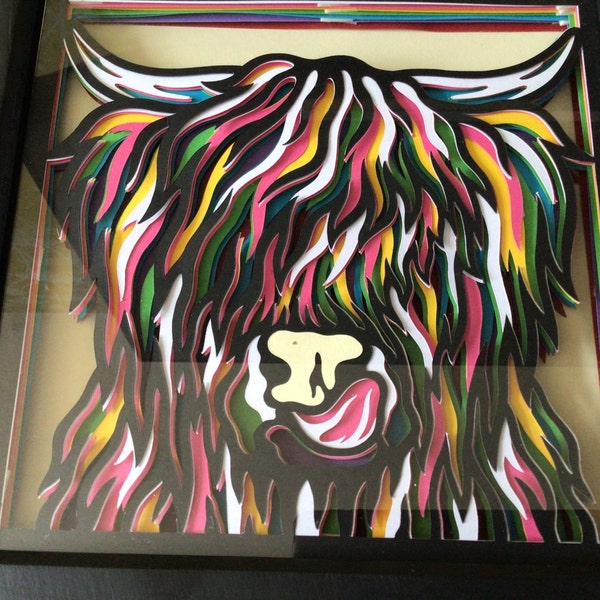 Highland Cow 3D Layered SVG for Cardstock/ Colorful Cow Wall Art ...