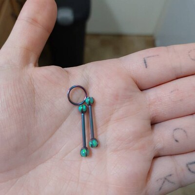 16g Titanium Internal Thread Star and Gem Curved Barbell Rook Eyebrow ...