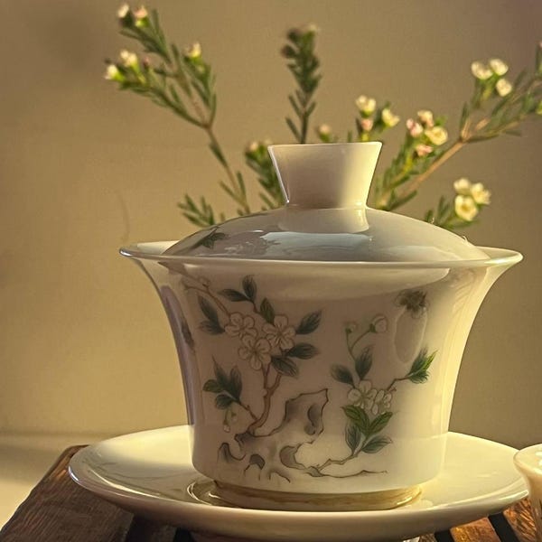 Chinese Tea Cup Lidded Cup Gaiwan Spring Flowers - Etsy