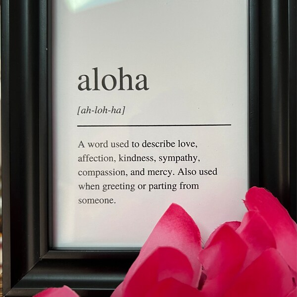 Aloha Definition Print, Hawaiian Wall Art, Love Definition Decor ...