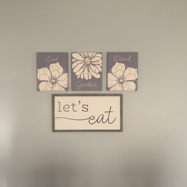 Let's Eat Wood Sign, Farmhouse Kitchen Wall Decor - Etsy
