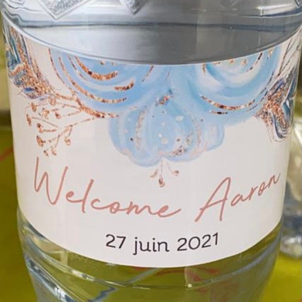Personalized Water Bottle Labels, Baptism, Baby Shower, Birth, Birthday ...