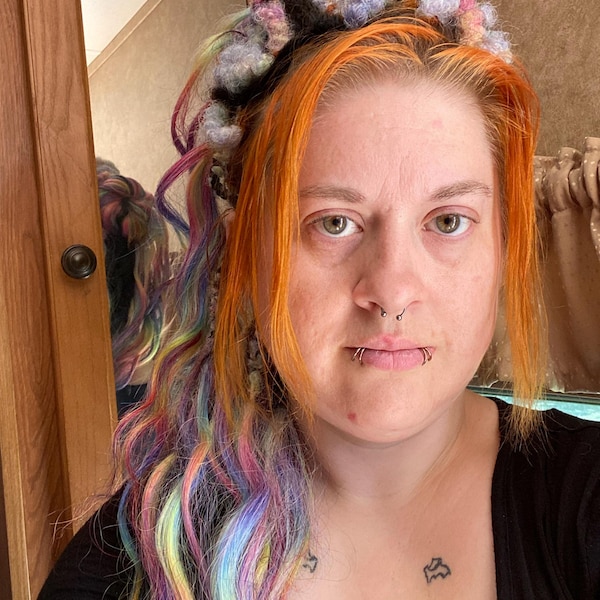 Rave Fairy Colorful Curls - Glitch Rainbow Curly Locs, Synthetic Boho ...