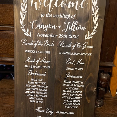 Bridal Party Sign Wedding Program Sign wedding Welcome Sign Ceremony ...
