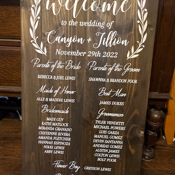 Bridal Party Sign | Wedding Program Sign |wedding Welcome Sign ...