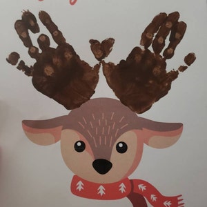 Handprint Christmas Craft, Reindeer Handprint Art, Christmas Keepsake ...