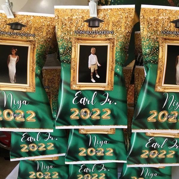 Editable Green Gold 2026 Graduation Decor: Chip Bag Printable (DIY ...