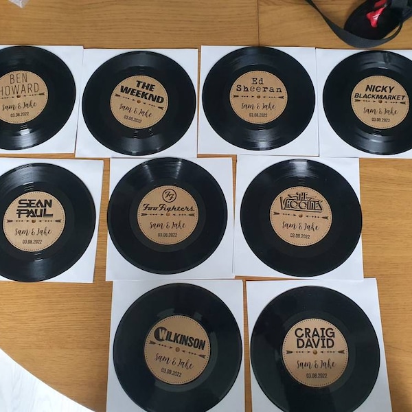 REAL 7" Vinyl Record Wedding Table Numbers/ Names - Rustic Kraft Vinyl ...