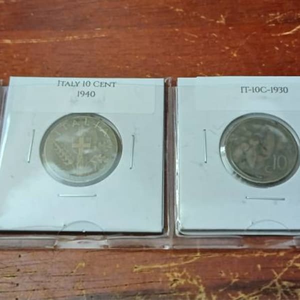 1920's 30s & 40s Italian 10 Cent Coins - Choose by Date - 1935 Italy 10 ...