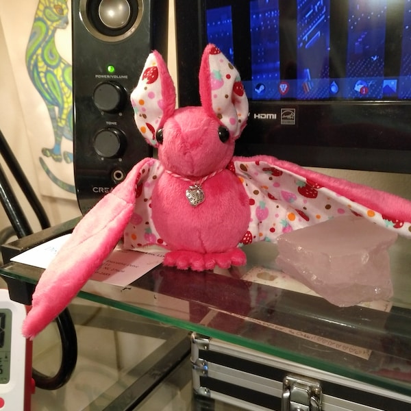 Strawberry Pink Bat Plush, Stuffed Animal, Softie - Etsy