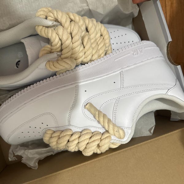 Matte Black Air Force 1 With Rope Laces Authentic AF1 Thick Rope Lace ...