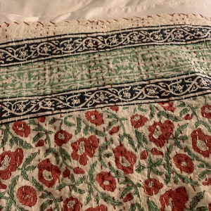 Indian Handmade Kantha Quilt Multi Patchwork Bedspread | Etsy