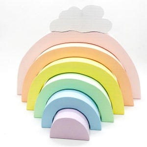 Big Stacker, Rainbow With Cloud, Unfinished Pine - Etsy