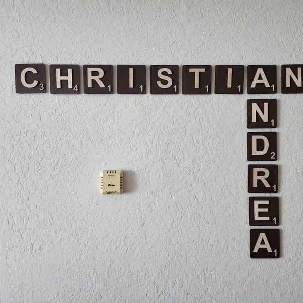 4x4 Wooden Scrabble Tiles Wall Art, Family Scramble Letters Sign, Wood ...