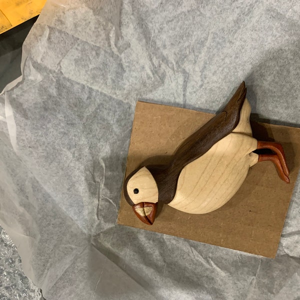 Atlantic Puffin Christmas Ornament or Magnet, Handmade Bird Intarsia ...
