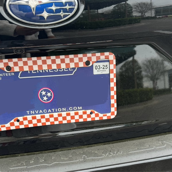 Burnt Orange and Cream Checkered Cute Retro Hippy Aesthetic License ...