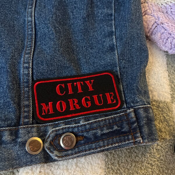 City Morgue Name Badge Iron on Embroidery Patch Mtcoffinz (white or Red ...
