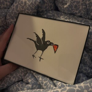 Crow and Pizza Block Print-linocut - Etsy