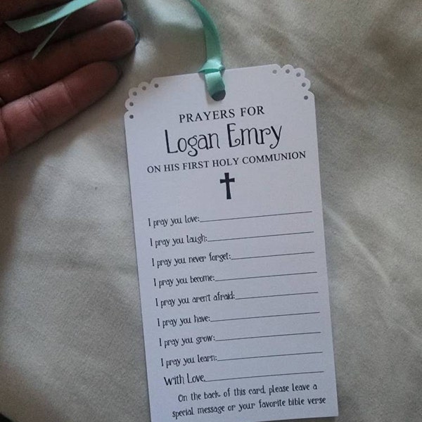 Set of 12 Handmade First Holy Communion Prayer Cards - Wishing Tree ...